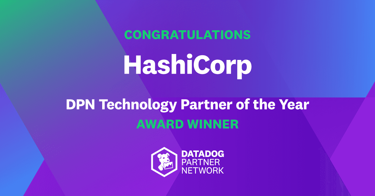 HashiCorp wins the Datadog Partner Network Integration Developer Partner of the Year Award